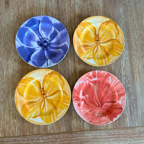 Pier 1 | Dining | Pier Watercolor Blooms Floral Side Plate Set | Poshmark